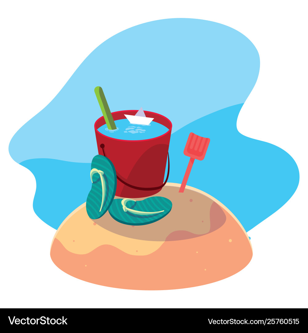 Sand bucket in beach design Royalty Free Vector Image