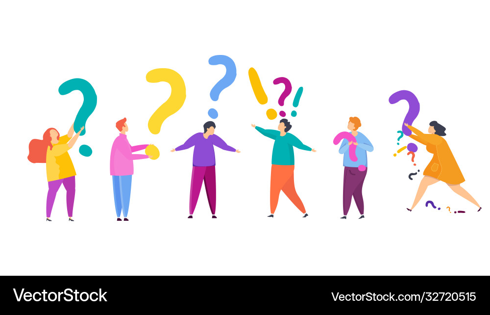 Small people are asking frequently asked Vector Image