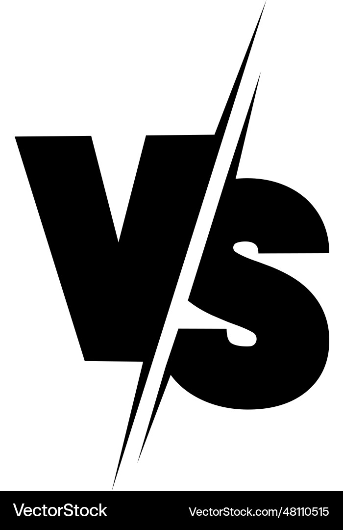 Versus sign black and white symbol Royalty Free Vector Image