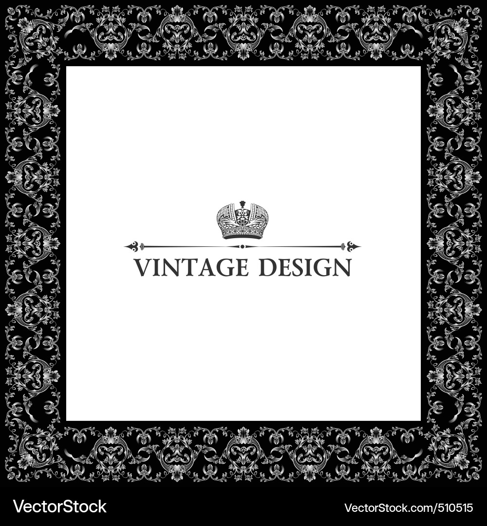 Vintage royal retro frame ornament black Vector Image