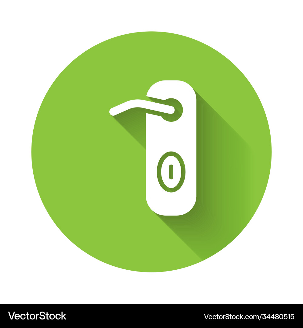 White door handle icon isolated with long shadow Vector Image