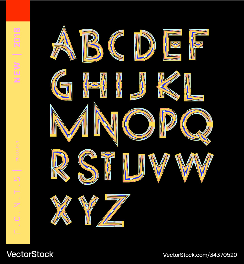 Abstract colorful font and alphabet Royalty Free Vector
