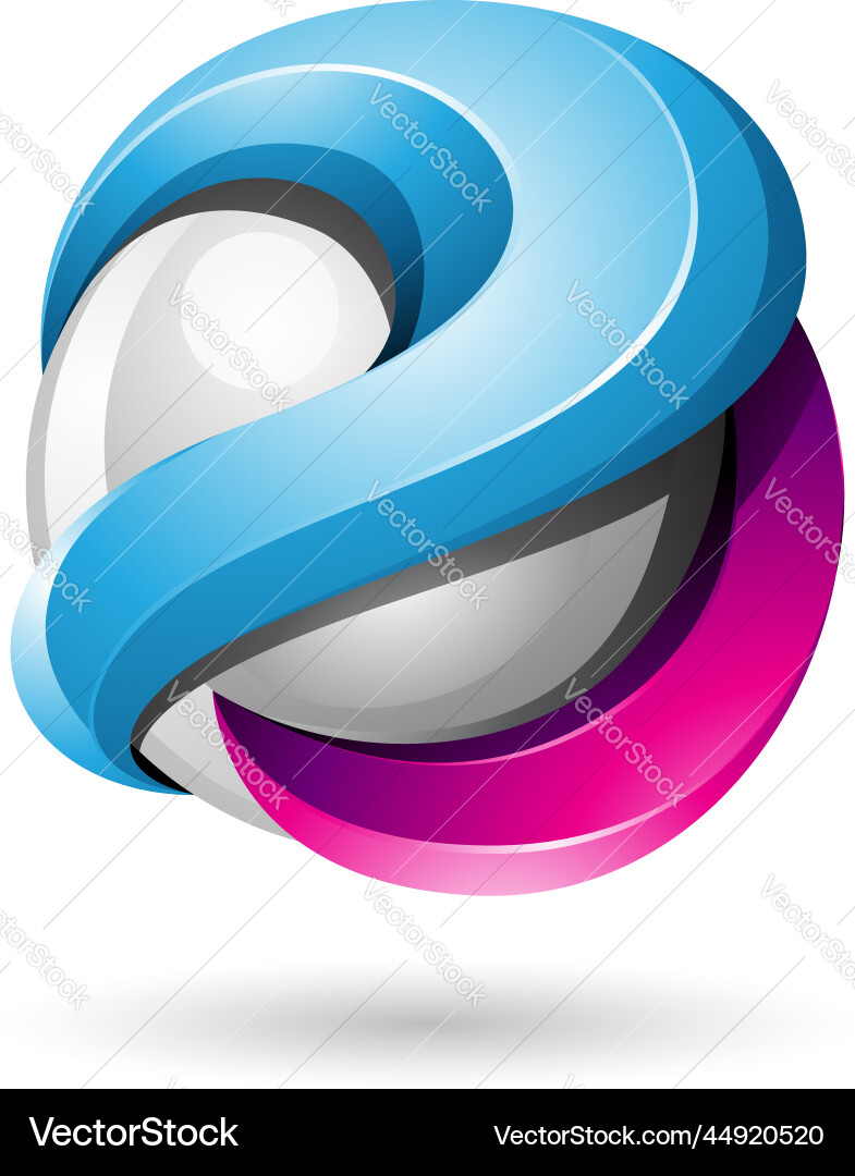 Blue and magenta bold metallic glossy 3d sphere Vector Image