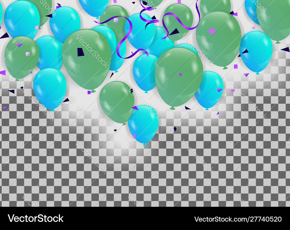 Blue balloons with many colored balloons Vector Image