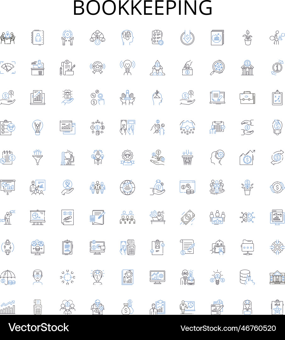 Bookkeeping outline icons collection Royalty Free Vector