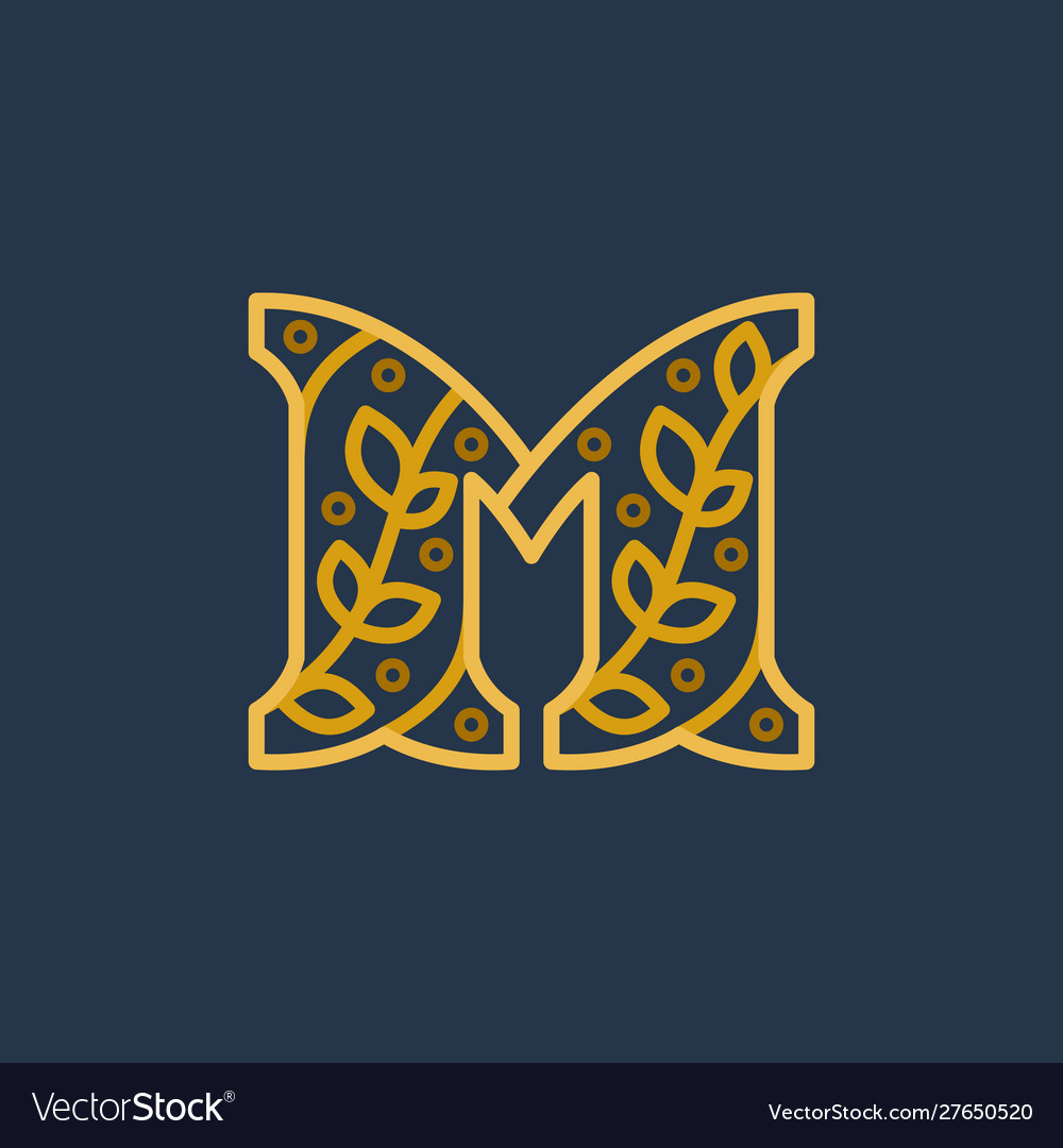 Elegant linear letter m initial ornate logotype Vector Image