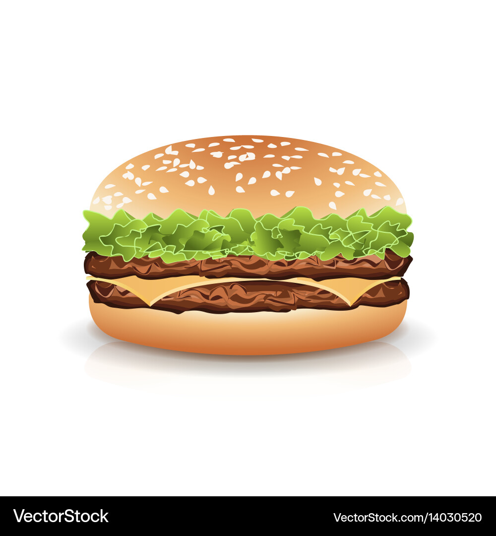 Fast food realistic burger hamburger Royalty Free Vector