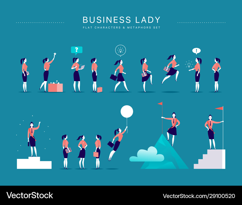 Flat with business lady office characters Vector Image