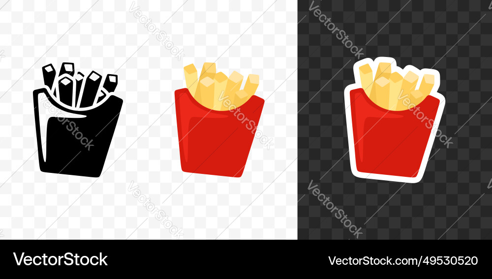 French fried chips in a red paper cup illus Vector Image