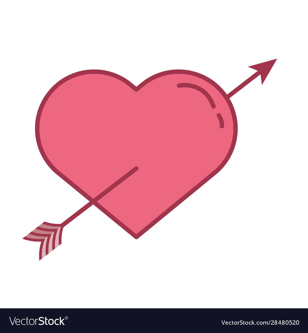 Happy valentines day heart with arrow crossed Vector Image