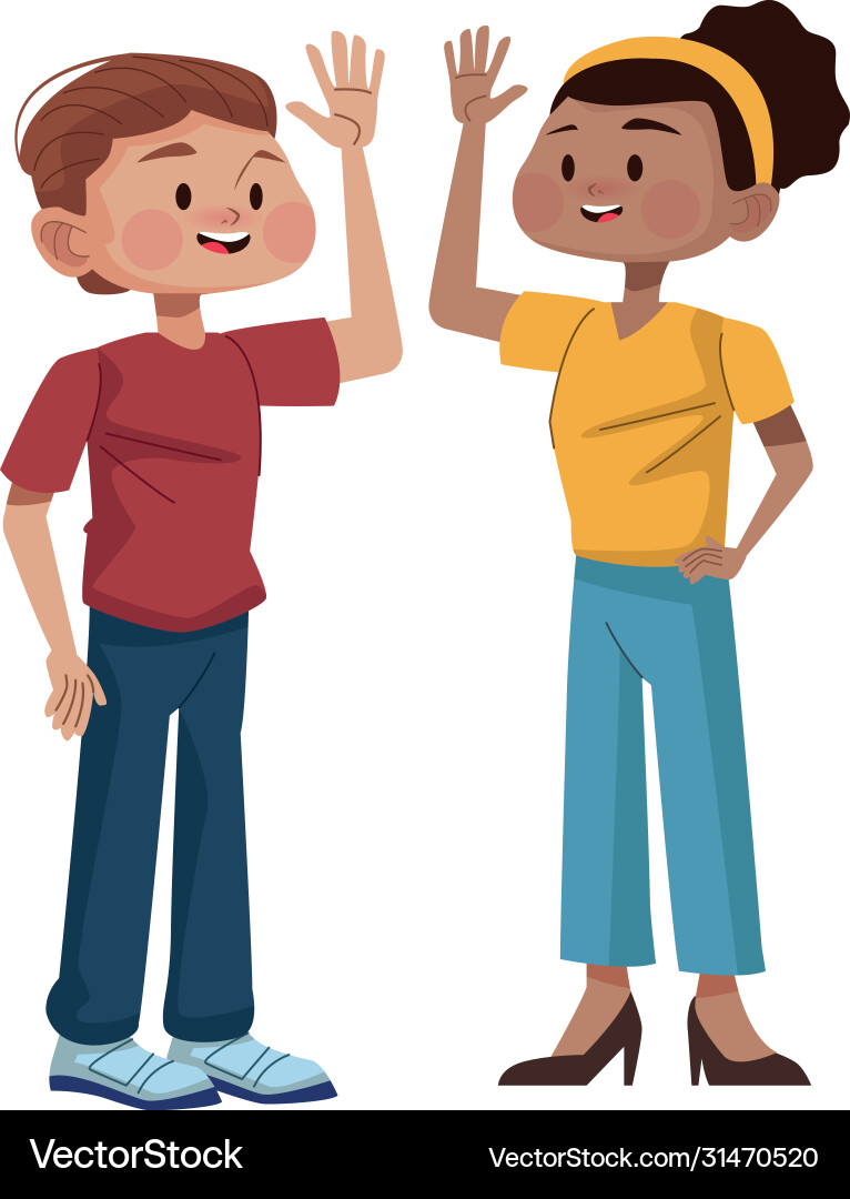 Interracial couple avatars characters icon Vector Image