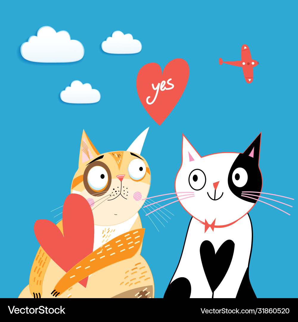 Love cats and heart Royalty Free Vector Image - VectorStock