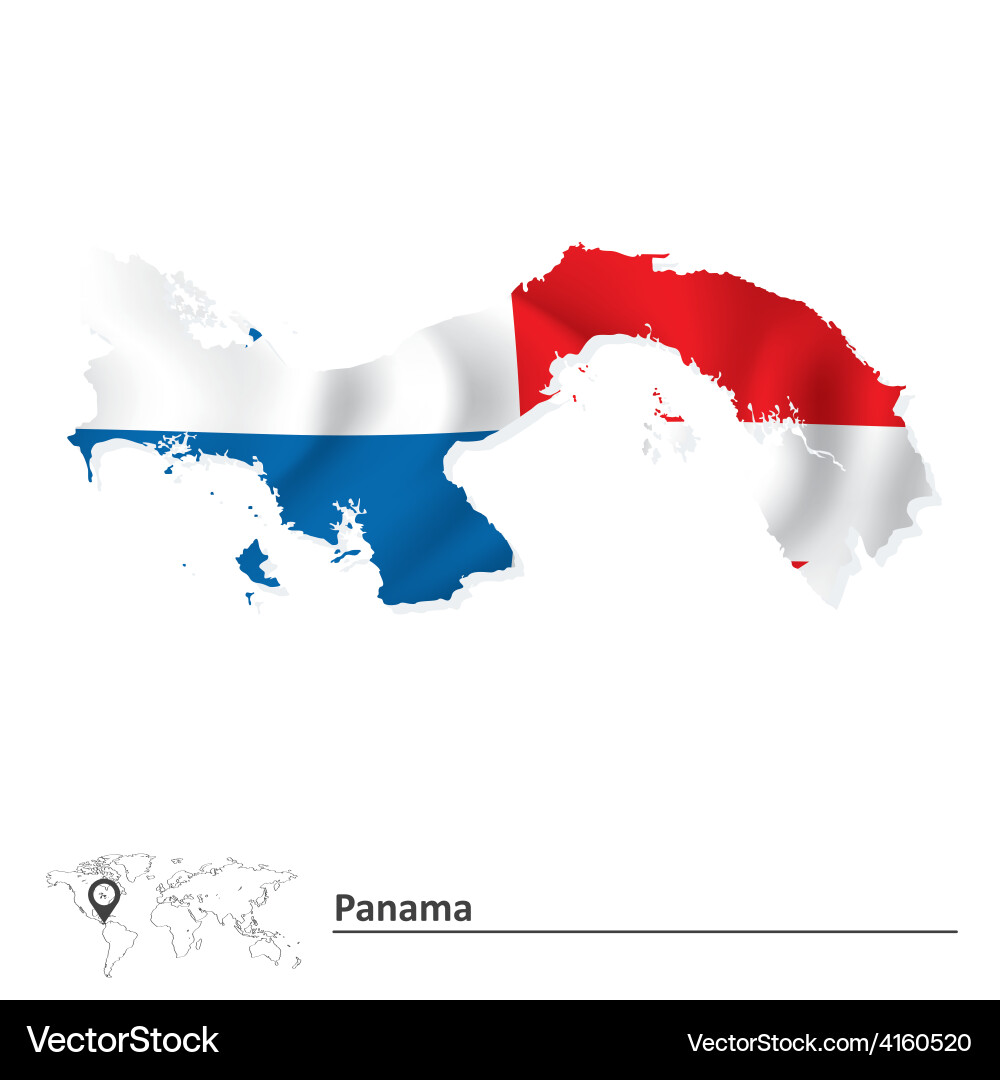 Map of panama with flag Royalty Free Vector Image