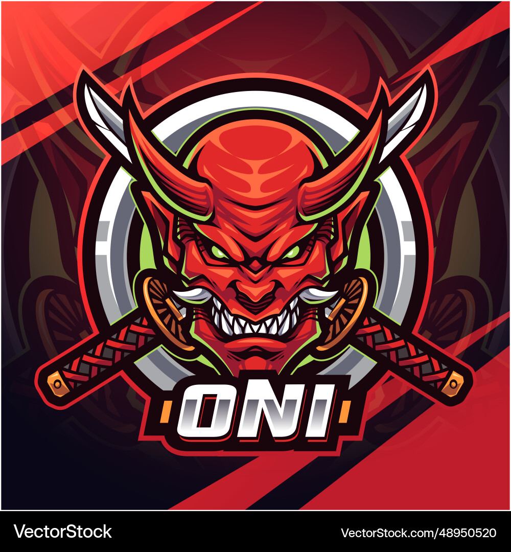 Oni head esport mascot logo design Royalty Free Vector Image