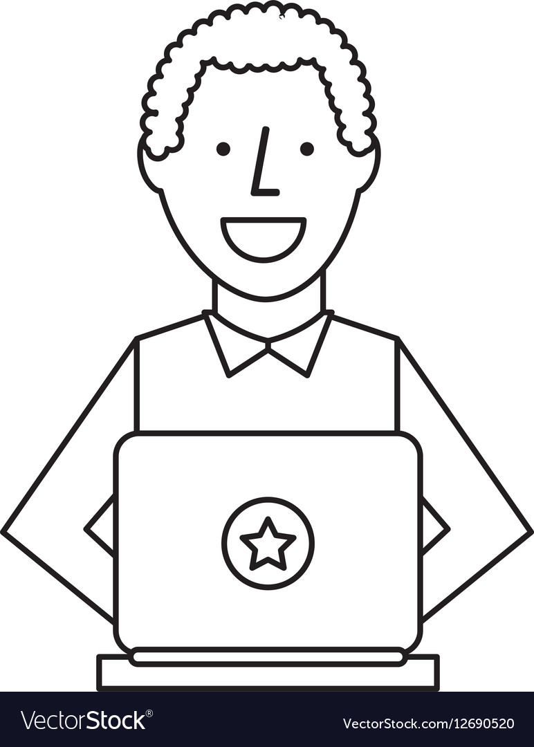Person using computer icon Royalty Free Vector Image