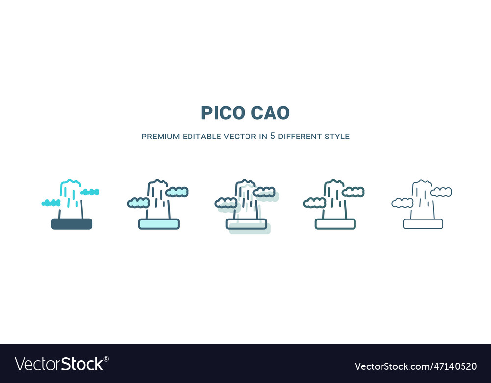 Pico cao icon in 5 different style outline filled Vector Image