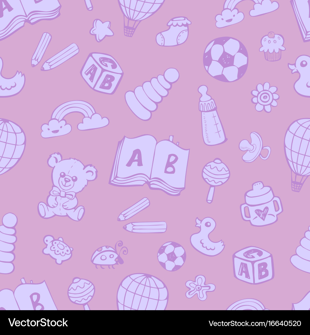 Seamless pattern with cute baby toys Royalty Free Vector