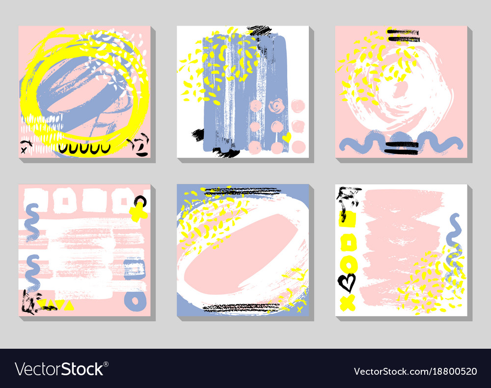 Set of abstract backgrounds with hand drawn Vector Image