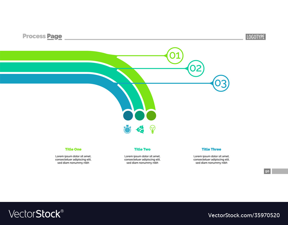 Step chart with three elements template Royalty Free Vector