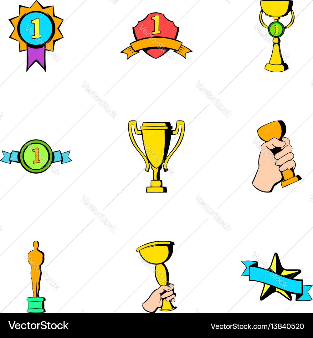 Trophy icons set cartoon style Royalty Free Vector Image