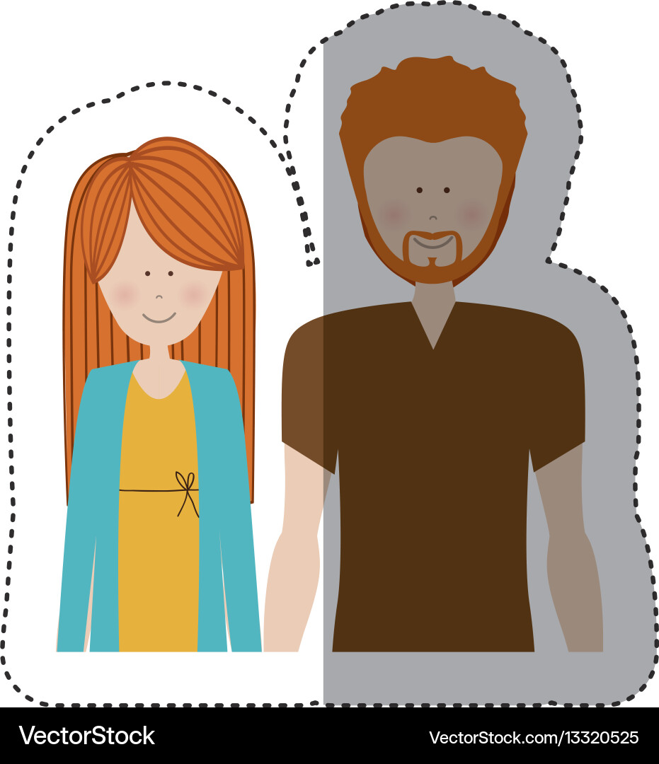 Color sticker half body with man beard Royalty Free Vector