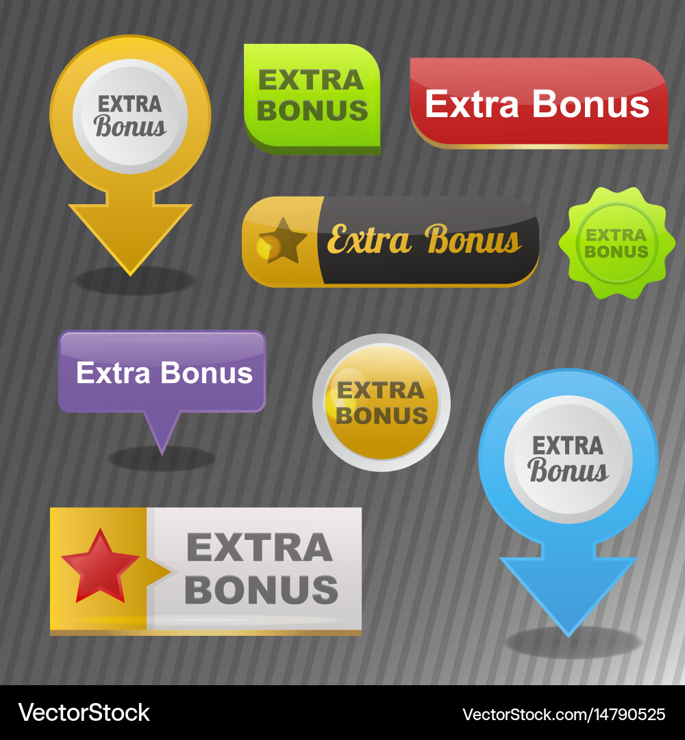 Colorful website extra bonus buttons design Vector Image
