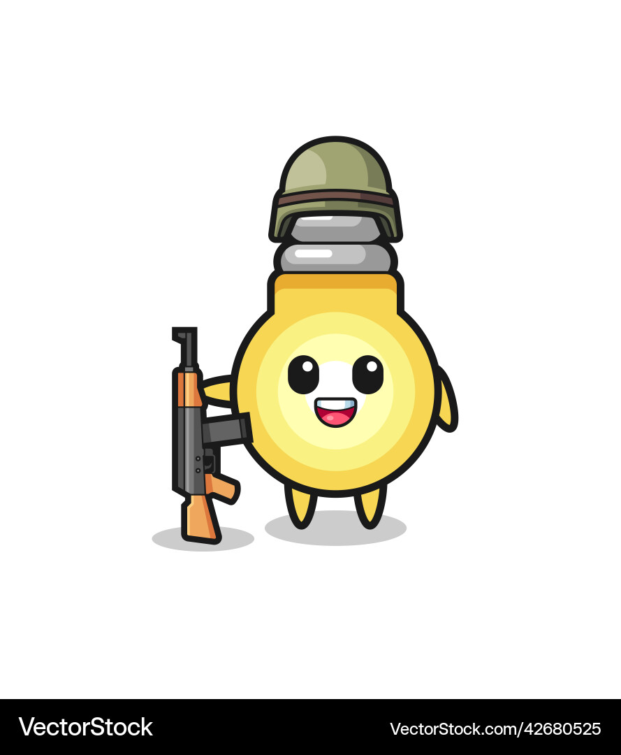 Cute light bulb mascot as a soldier Royalty Free Vector