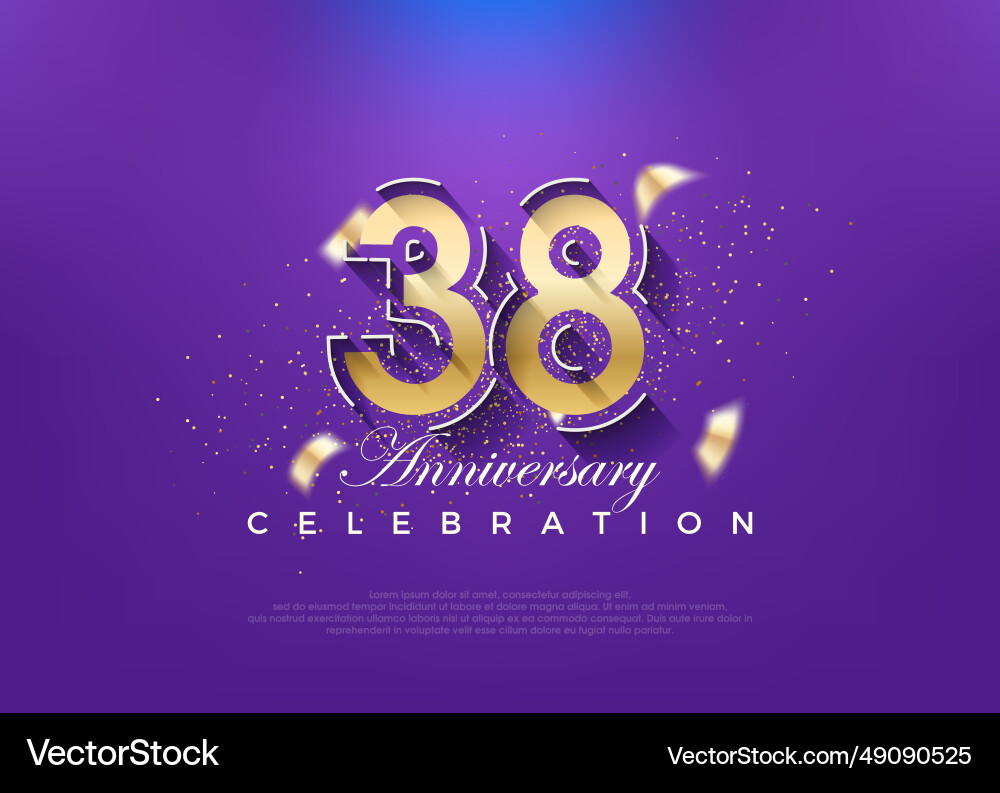 Gold number 38th anniversary premium design Vector Image