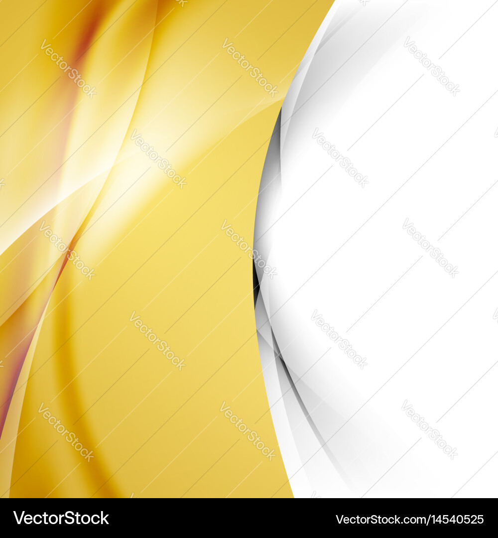 Golden smooth swoosh wave abstract border Vector Image