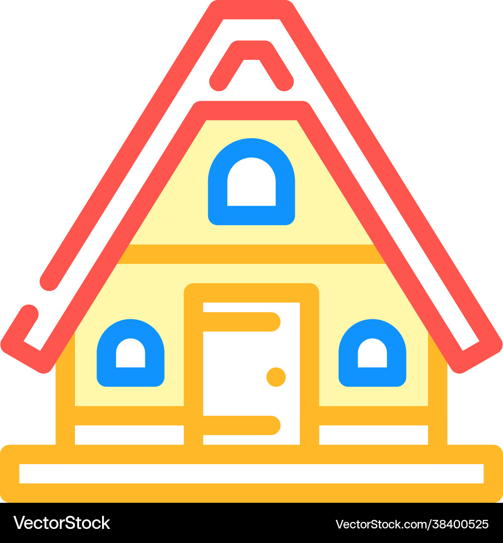 Mountain house color icon Royalty Free Vector Image