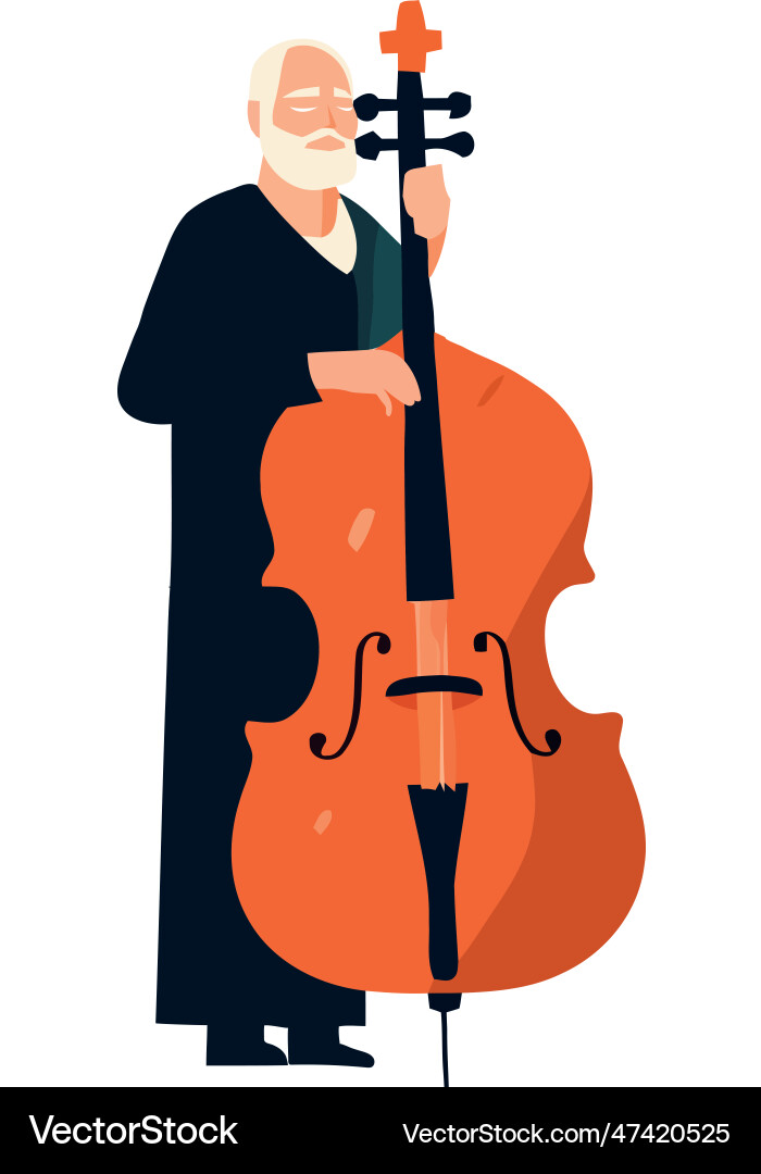 One musician playing cello on stage performing Vector Image