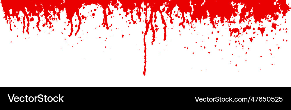 Red blood drip top border on white background Vector Image