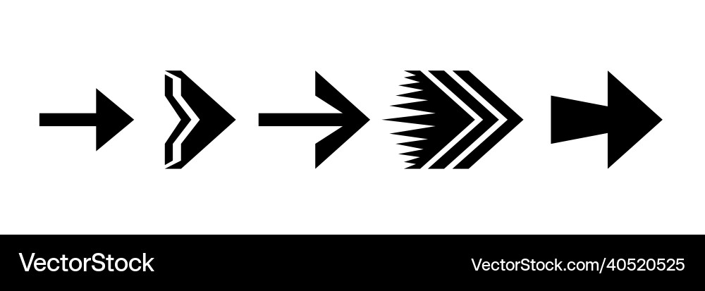 Set of black arrow Royalty Free Vector Image - VectorStock