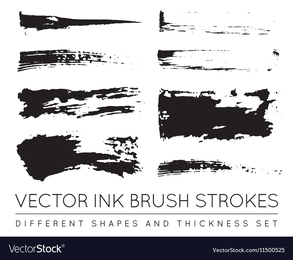 Set of black pen ink brush strokes grunge ink Vector Image