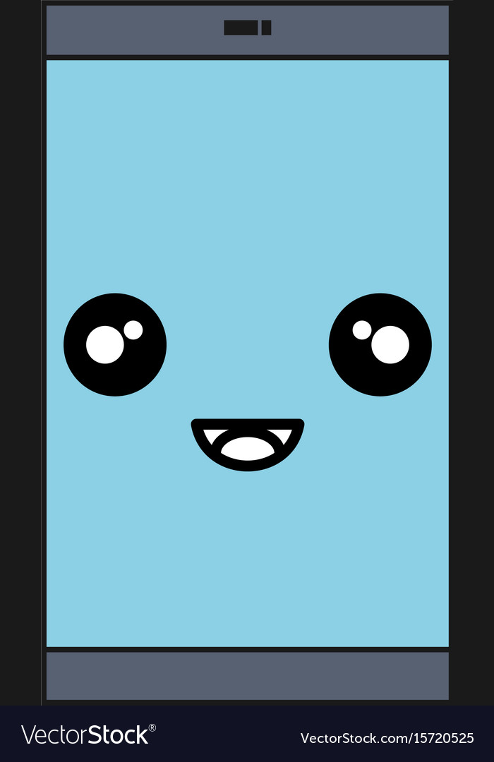Smartphone device kawaii character Royalty Free Vector Image