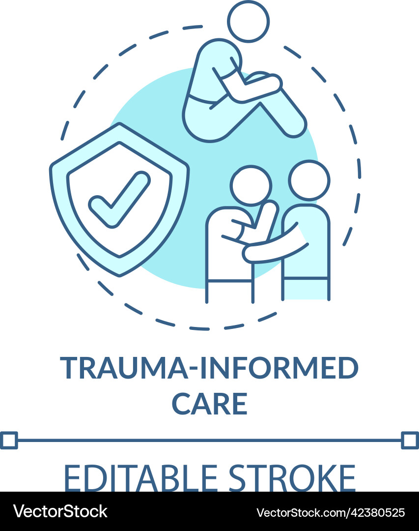 Trauma informed care turquoise concept icon Vector Image