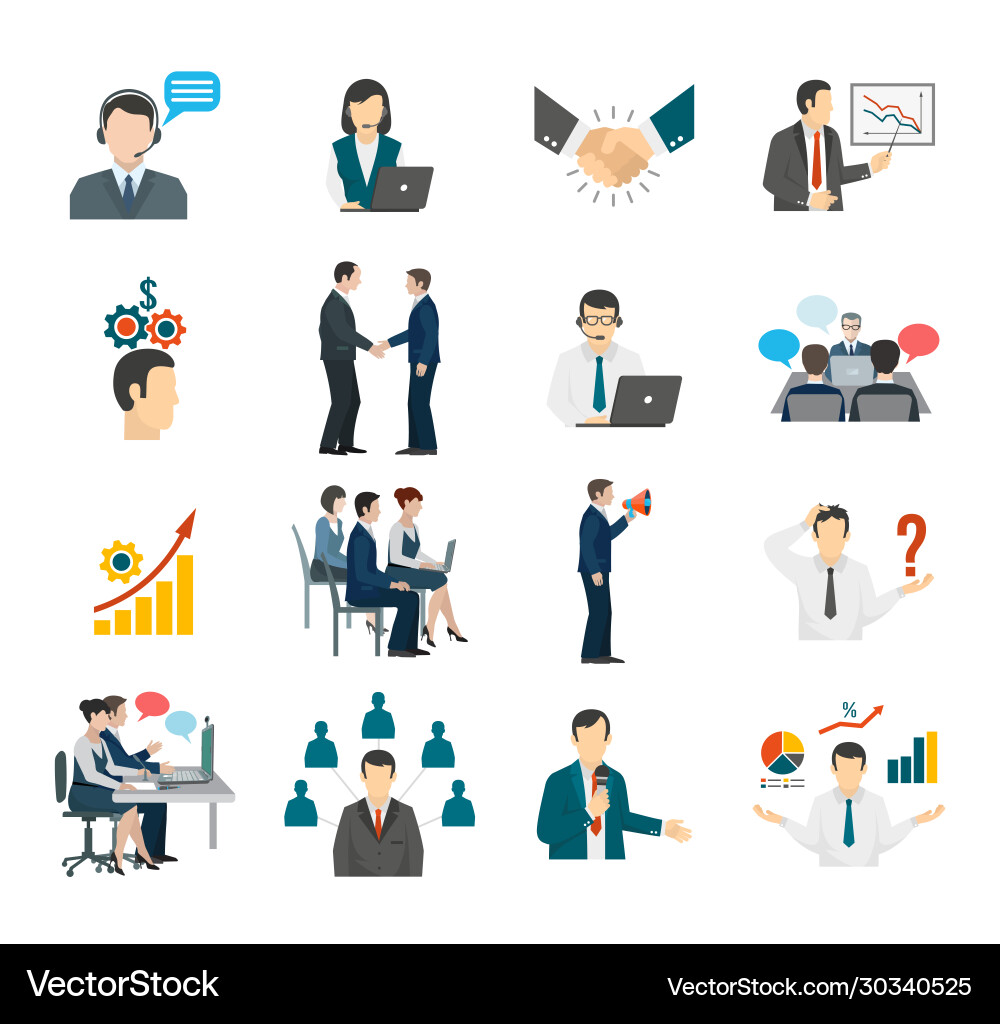 Variety business icon set Royalty Free Vector Image