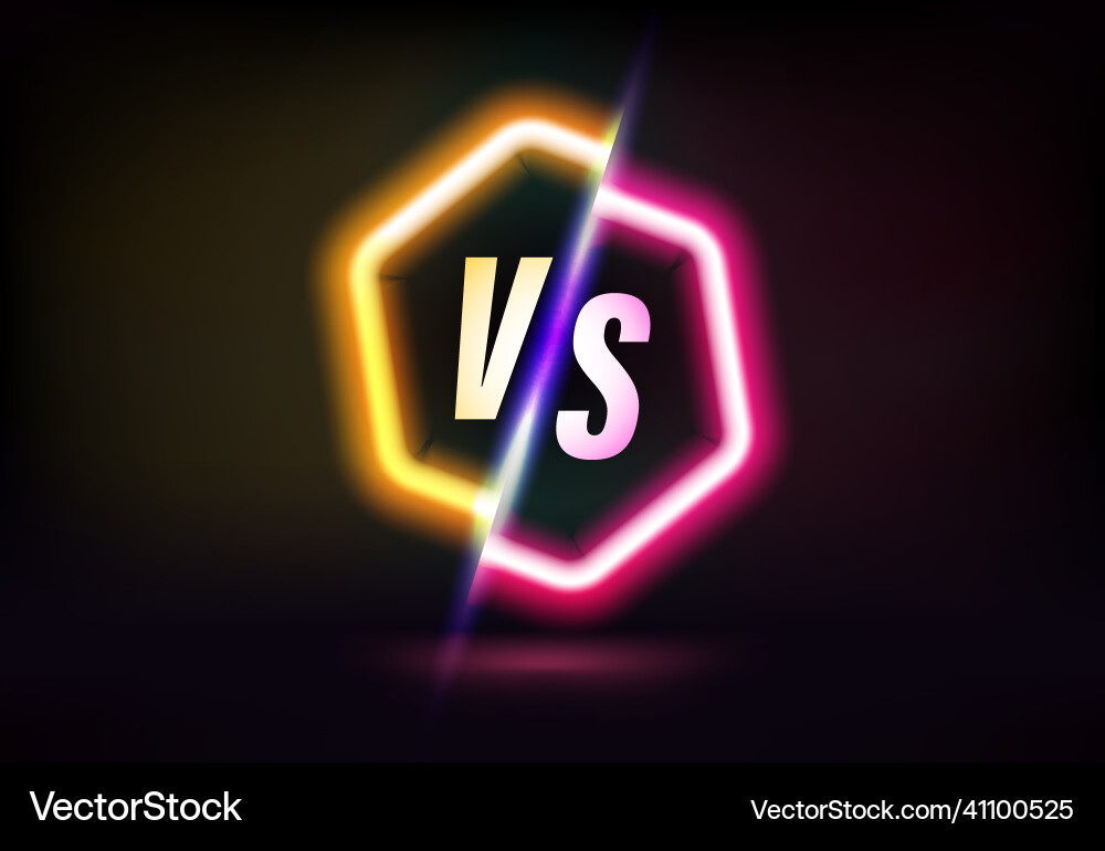 Versus banner concept glowing logo with vs letters