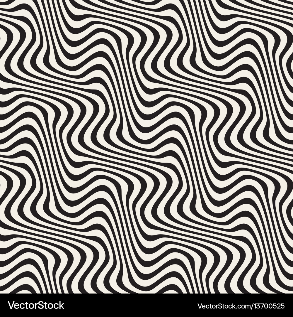 Wavy ripple lines seamless black and white Vector Image