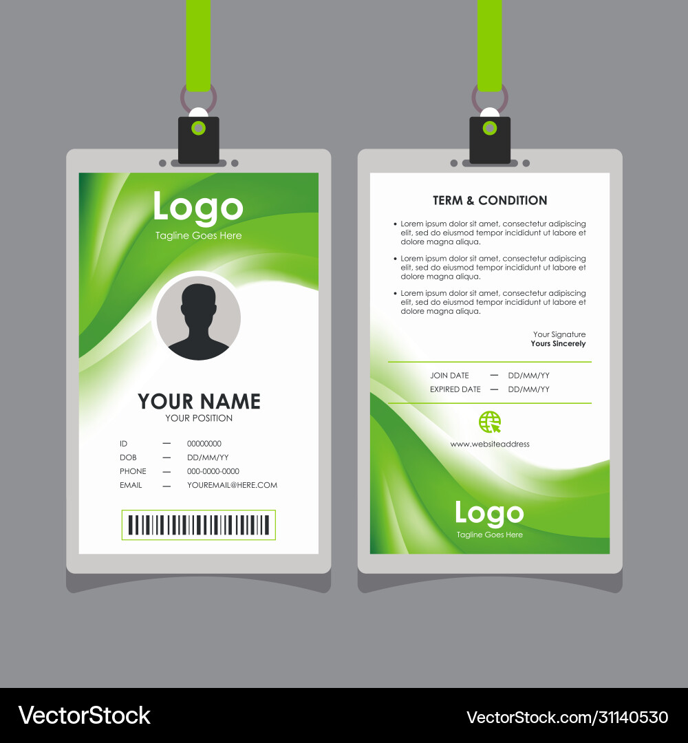 Abstract smooth green natural wave id card design Vector Image