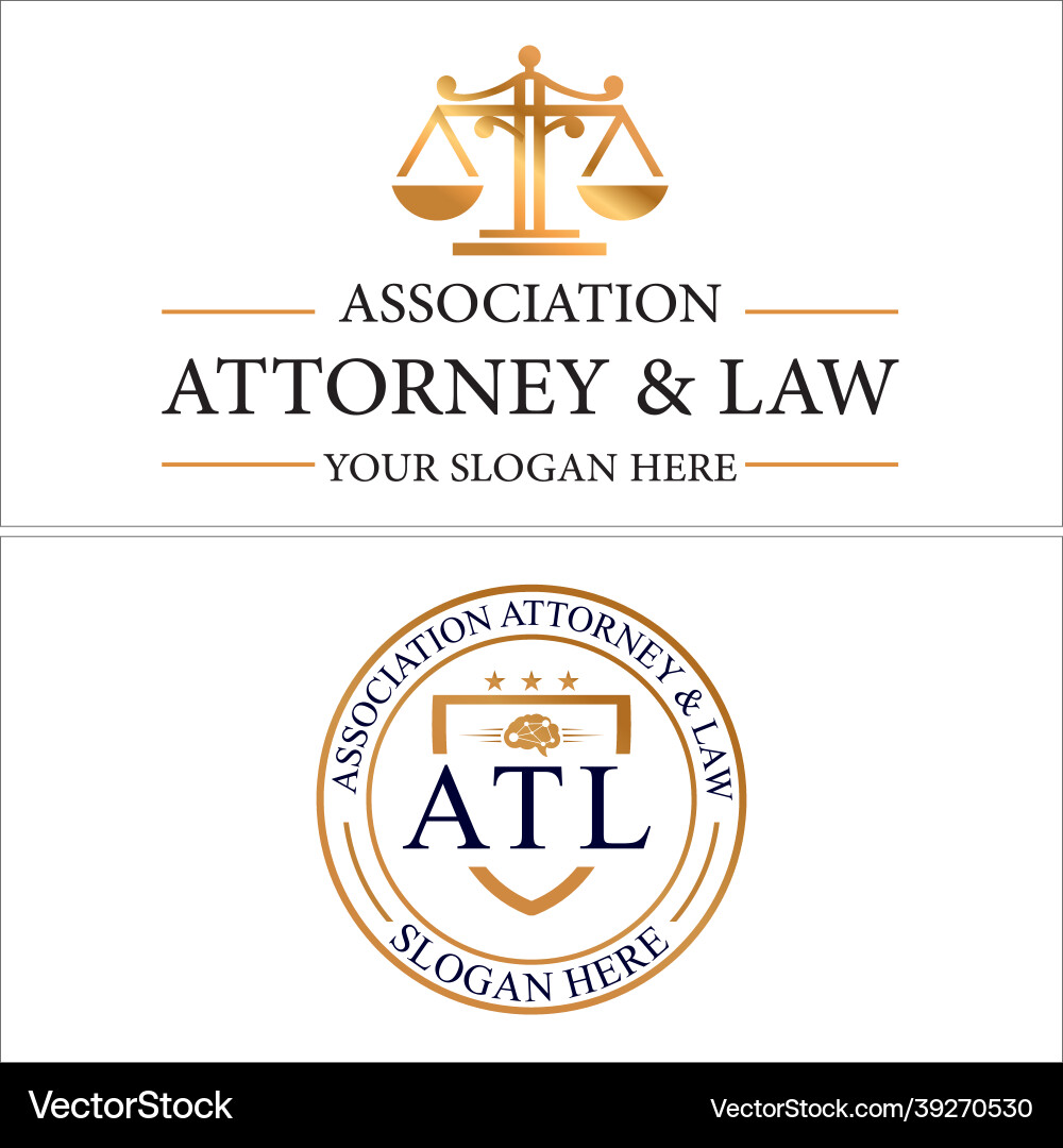 Attorney law scale emblem logo design Royalty Free Vector