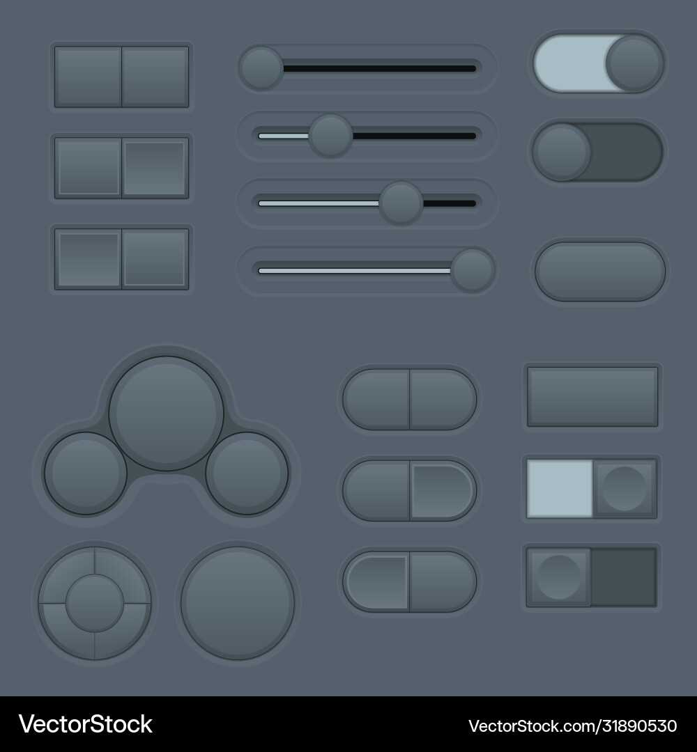 Black web buttons signs and symbols buttons Vector Image