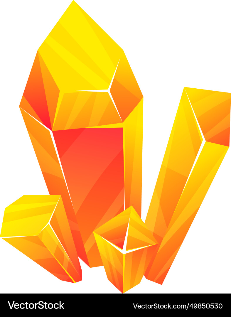 Bright orange yellow crystal cluster geometric Vector Image