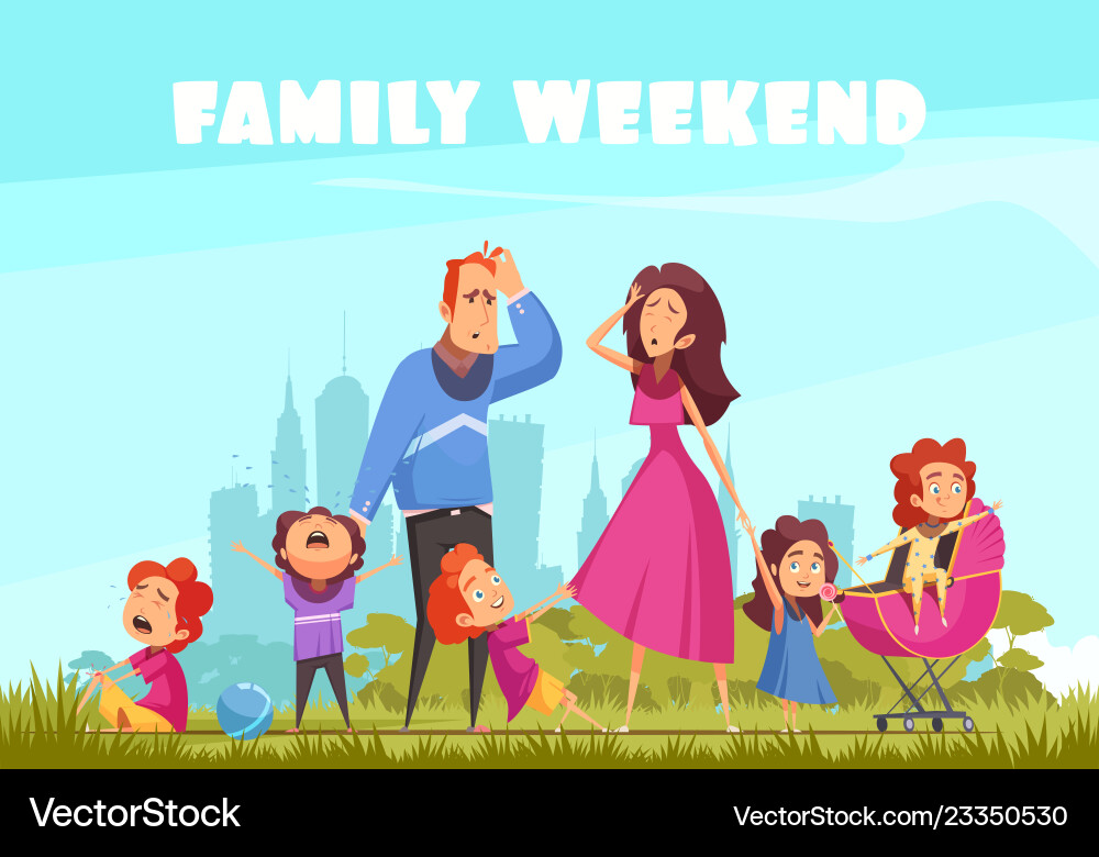 Family weekend colored background Royalty Free Vector Image