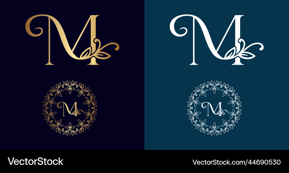 Floral logo m letter design Royalty Free Vector Image