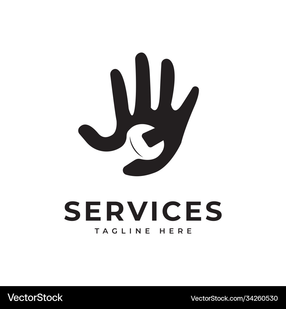 Hand with wrench symbol Royalty Free Vector Image