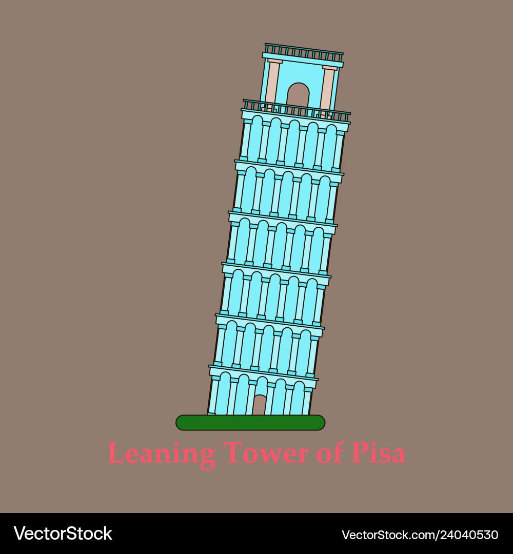 Leaning tower of pisa graphical hand-painted Vector Image