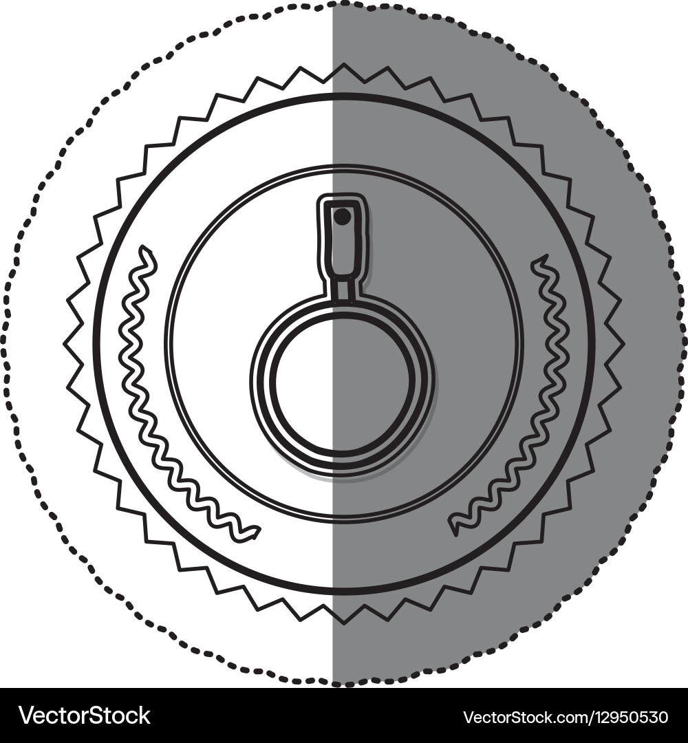 Monochrome sticker round frame with pans Vector Image