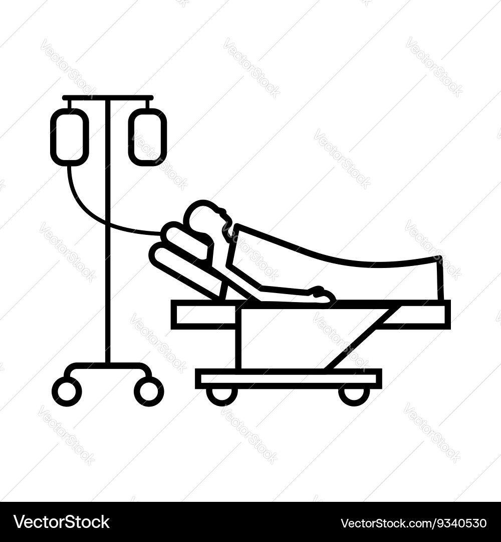 Patient in bed on a drip icon outline style Vector Image