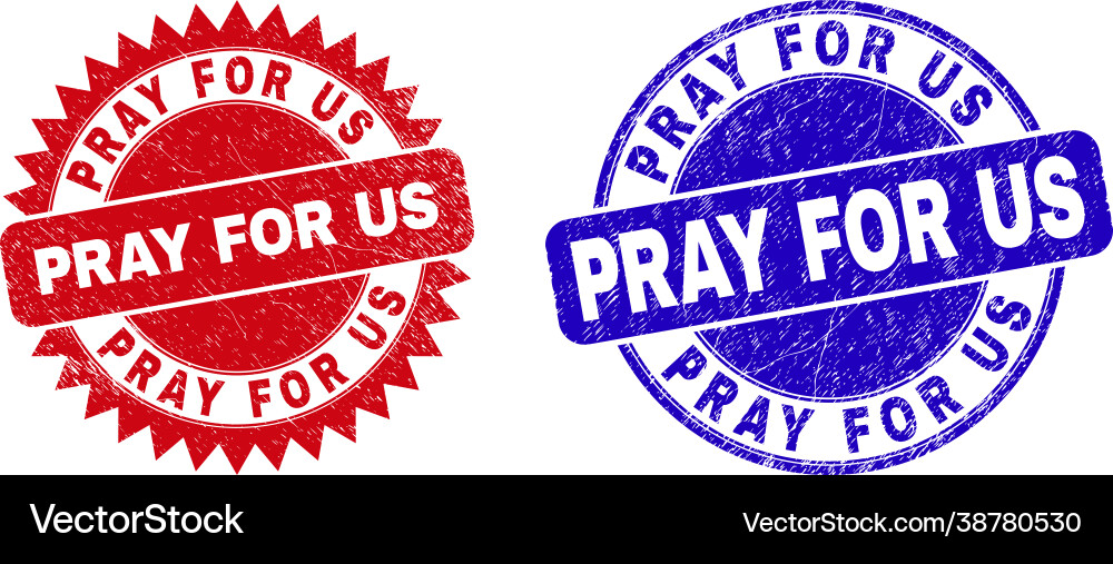 Pray for us round and rosette watermarks Vector Image